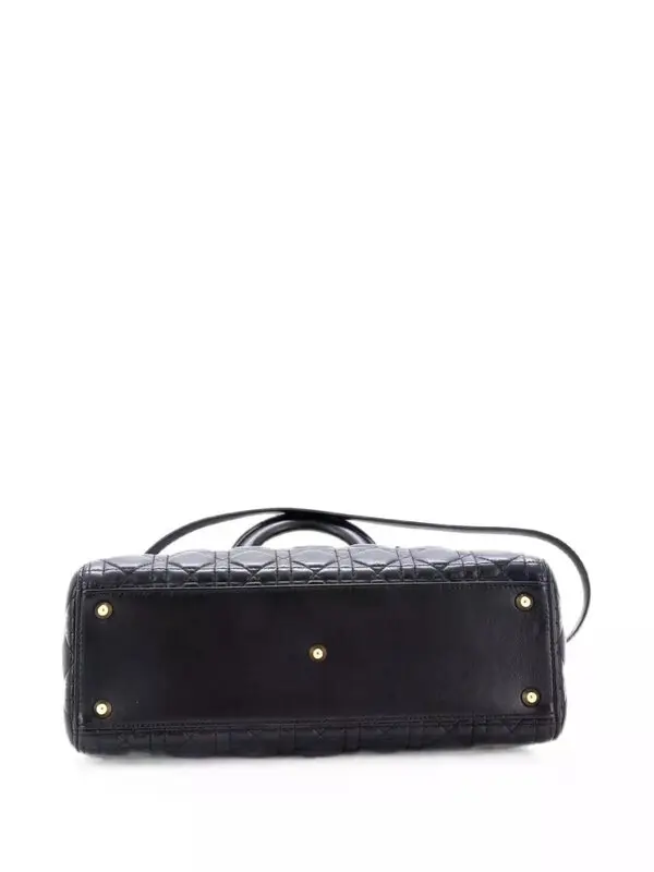 Dior Lady Cannage Quilt Lambskin Large Satchel - Black