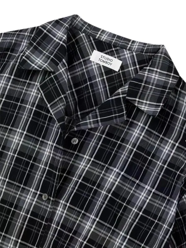 STUDIO TOMBOY Check-pattern Short-sleeve Cotton Shirt