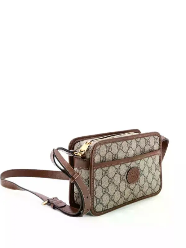 Gucci Interlocking G Patch Camera Bag Gg Coated Canvas Mini Crossbody Bag - Brown