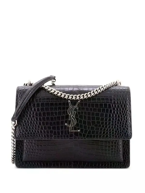 Saint Laurent Sunset Crocodile Embossed Leather Medium Crossbody Bag