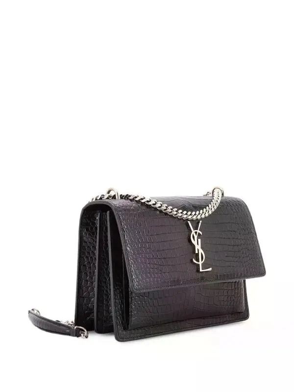 Saint Laurent Sunset Crocodile Embossed Leather Medium Crossbody Bag