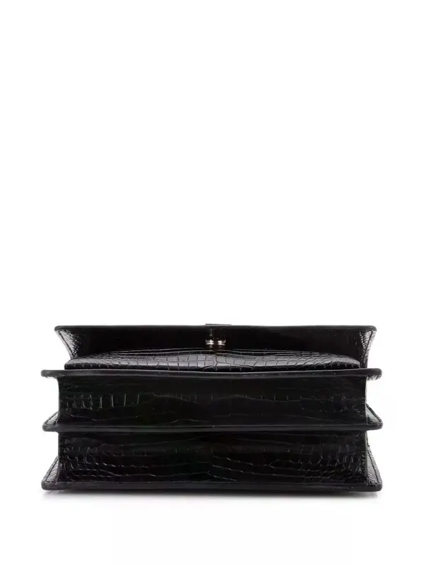 Saint Laurent Sunset Crocodile Embossed Leather Medium Crossbody Bag