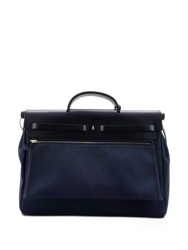 Hermès Herbag Zip Leather And Toile 39 Satchel - Blue