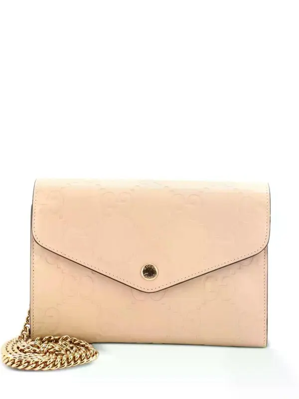 Gucci Envelope Wallet On Chain Ssima Leather Shoulder Bag - Neutrals
