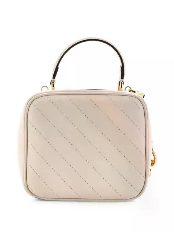 Gucci Blondie Nm Top Handle Shoulder Bag Diagonal Quilted Leather Satchel - White