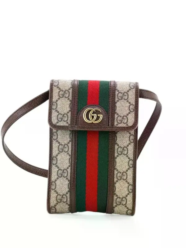 Gucci Ophidia Vertical Flap Gg Coated Canvas Mini Crossbody Bag - Brown