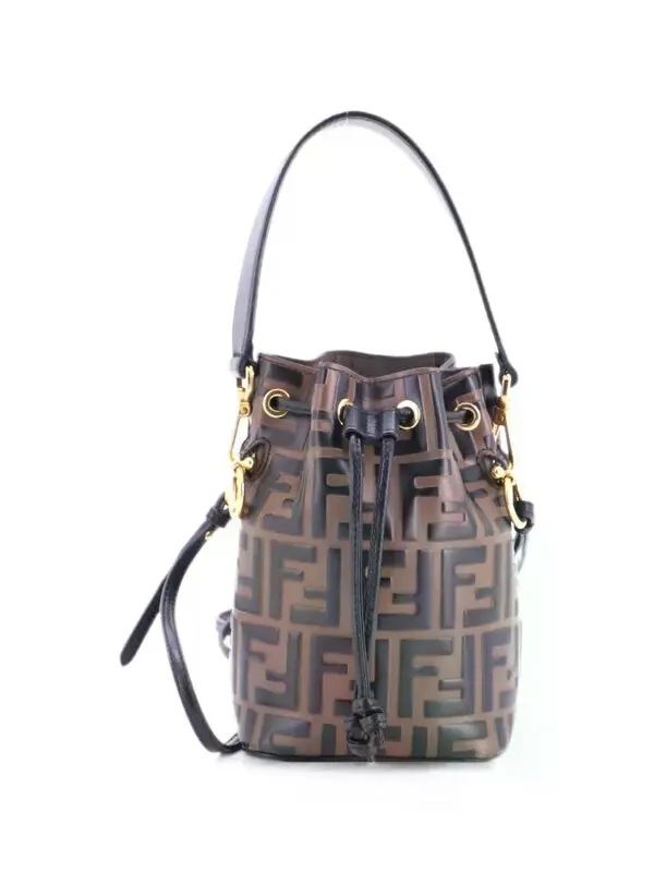 Fendi Mon Tresor Zucca Embossed Leather Mini Bucket Bag - Brown