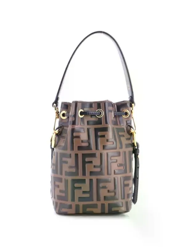 Fendi Mon Tresor Zucca Embossed Leather Mini Bucket Bag