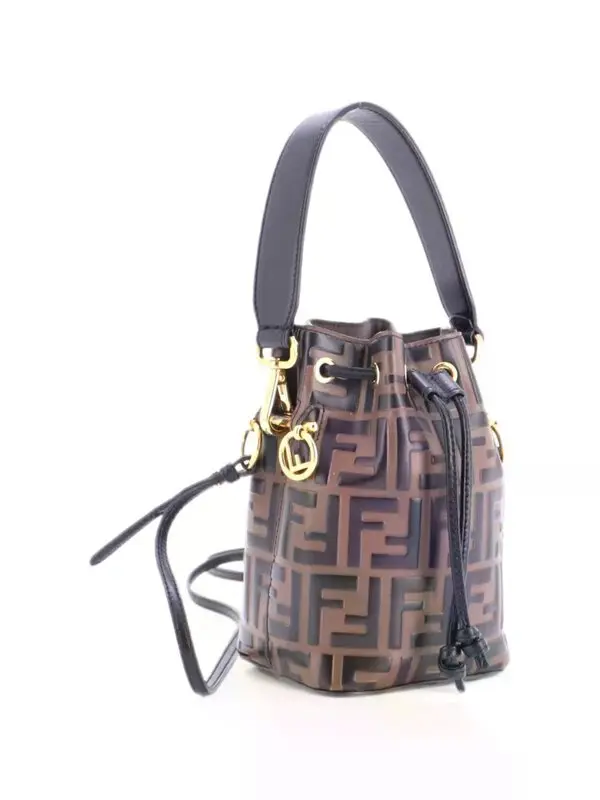 Fendi Mon Tresor Zucca Embossed Leather Mini Bucket Bag