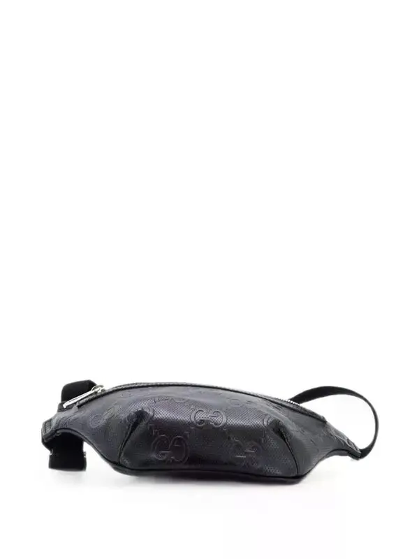Gucci Gg Embossed Perforated Leather Belt Bag - Black