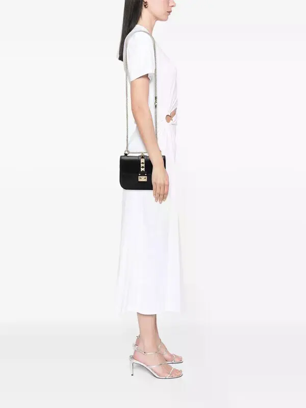 Valentino Garavani Rockstud Glam Lock Small Leather Crossbody Bag - Black