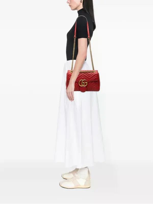 Gucci Gg Marmont Matelassé Leather Shoulder Bag - Red