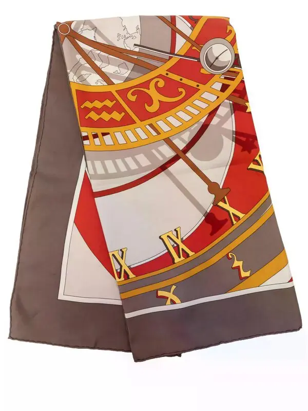 Hermès 2002 Mecanique Du Temps Silk Scarf 90 Scarves - Brown