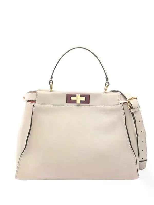 Fendi 2000-2010 Medium Leather Peekaboo Iconic Satchel - Neutrals