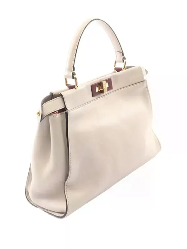 Fendi Medium Leather Peekaboo Iconic Satchel - Neutrals
