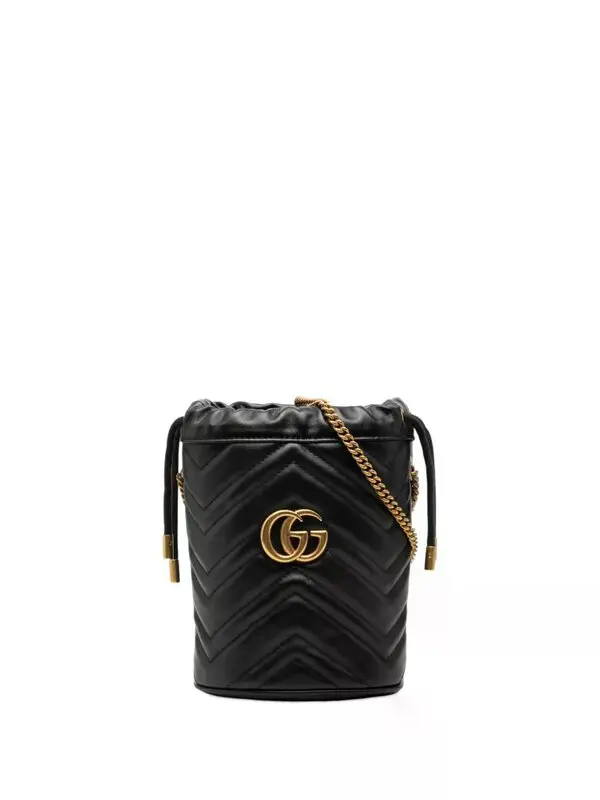 Gucci 2016-2026 Small Gg Marmont Leather Matelasse Bucket Bag - Black