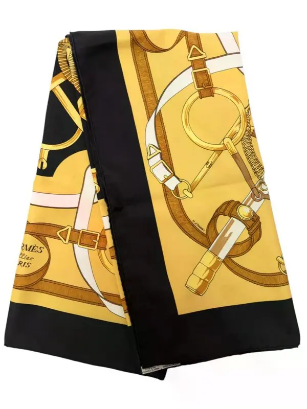 Hermès 20th Century Eperon D Or Silk Scarf 90 Scarves - Black
