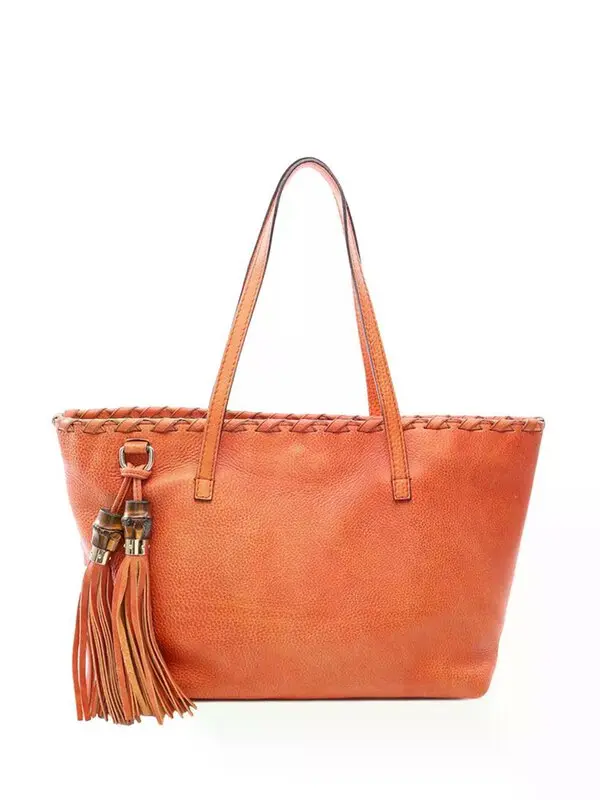 Gucci Calfskin Bamboo Tassel Tote Bag