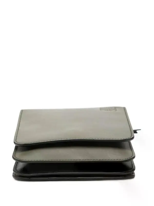 Loewe Bicolor Leather Anagram Gusset Flat Crossbody Bag - Green