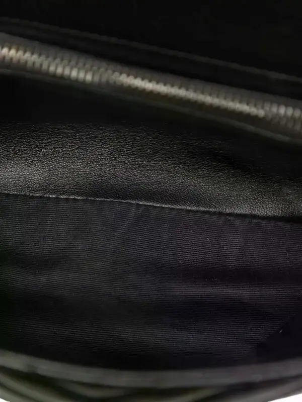 Saint Laurent Medium Chevron Sheepskin Monogram College Bag - Black