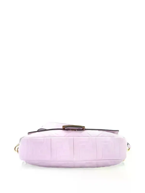 Fendi Baguette Nm Zucca Embossed Leather Medium Crossbody Bag - Purple