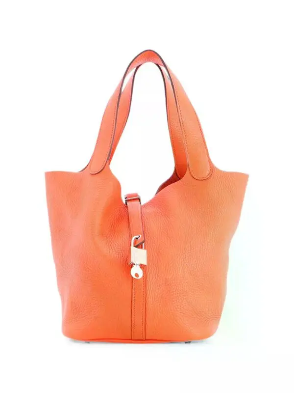 Hermès Picotin Lock Bag Clemence Mm Bucket Bag - Orange