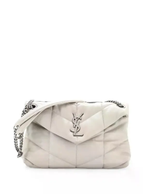Saint Laurent Loulou Puffer Shoulder Bag Quilted Leather Small Crossbody Bag - Neutrals