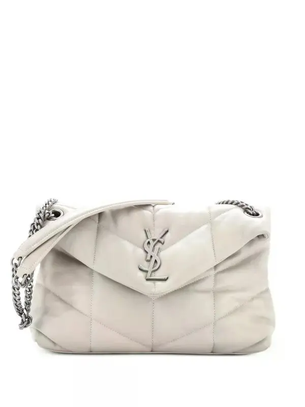 Saint Laurent Loulou Puffer Shoulder Bag Quilted Leather Small Crossbody Bag - Neutrals