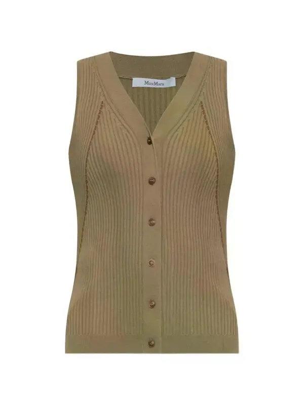 Max Mara Fiorire Ribbed-knit Vest - Green