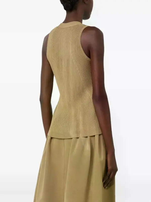 Max Mara Ribbed Knit Sleeveless Jacket - Green