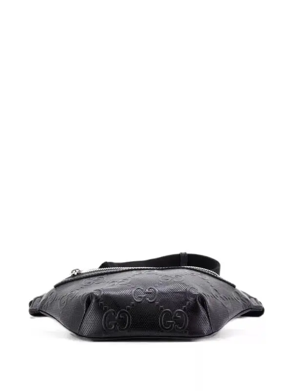 Gucci Gg Embossed Perforated Leather Belt Bag - Black