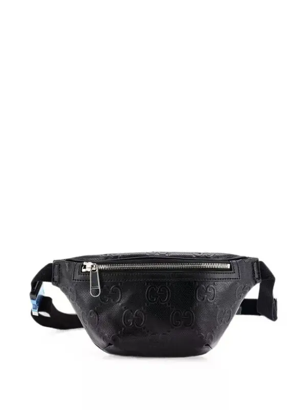 Gucci Gg Embossed Perforated Leather Belt Bag - Black