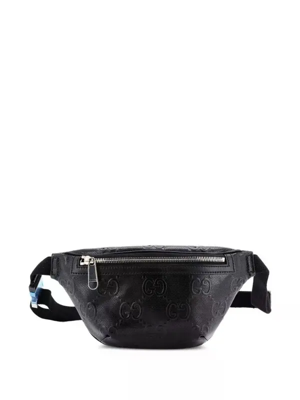 Gucci Gg Embossed Perforated Leather Belt Bag - Black
