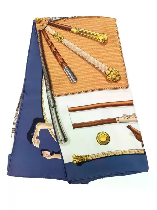 Hermès 20th Century Cannes Et Pommeaux Silk Scarf 90 Scarves - Blue