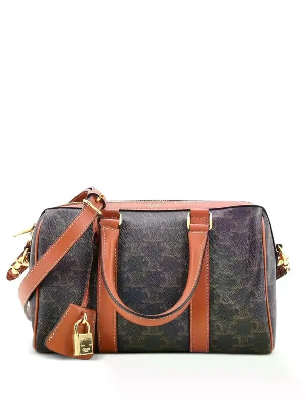 Celine Triomphe Coated Canvas Boston Bag - Brown