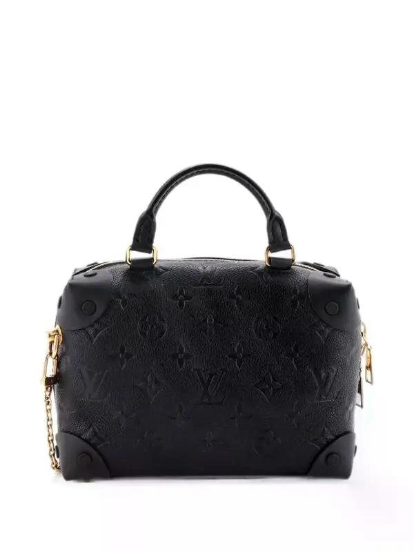 LOUIS VUITTON Petite Malle Souple Handbag Monogram Empreinte Leather Shoulder Bag - Black