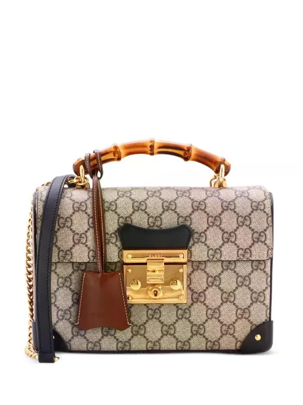 Gucci Padlock Bamboo Gg Coated Canvas Small Shoulder Bag - Brown