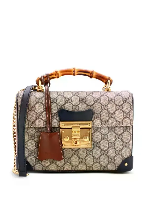 Gucci Padlock Bamboo Gg Coated Canvas Small Shoulder Bag - Brown