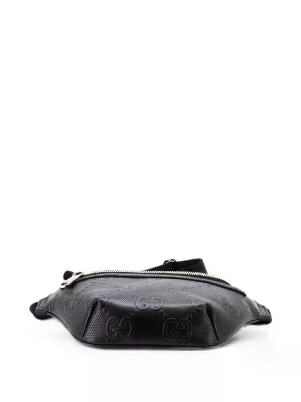 Gucci Gg Embossed Perforated Leather Belt Bag - Black