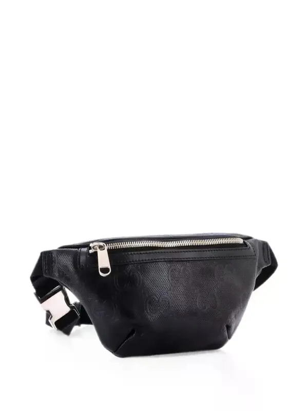 Gucci Gg Embossed Perforated Leather Belt Bag - Black