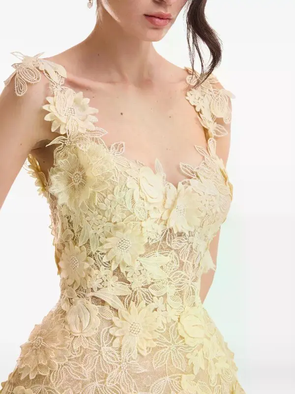 GEMY MAALOUF 3d Floral-appliqué Cage Dress