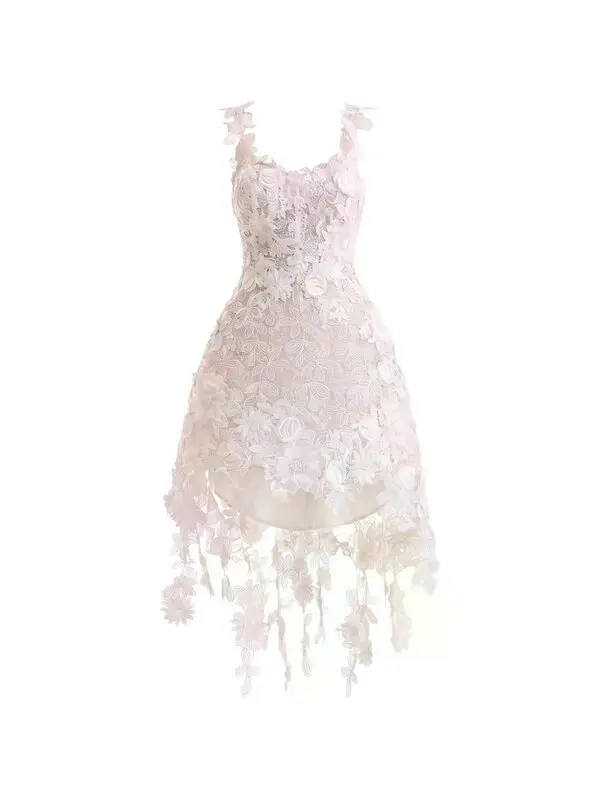 GEMY MAALOUF Floral-lace Cage Dress - White