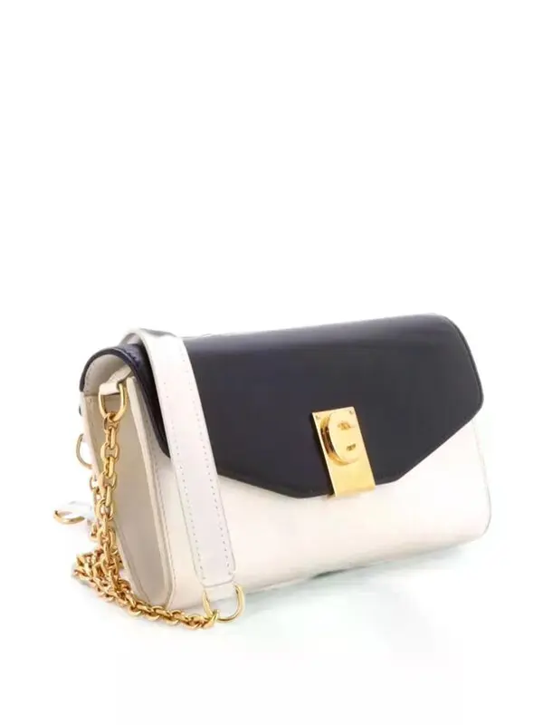Celine C Wallet On Chain Leather Crossbody Bag - Black