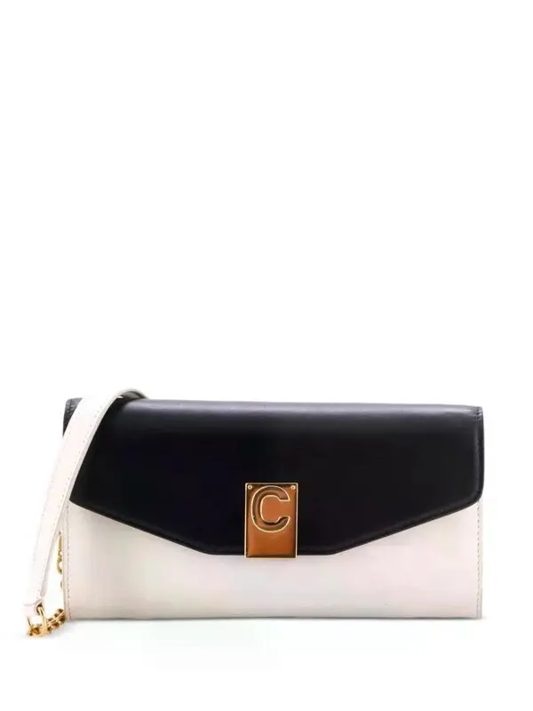 Celine C Wallet On Chain Leather Crossbody Bag - Black