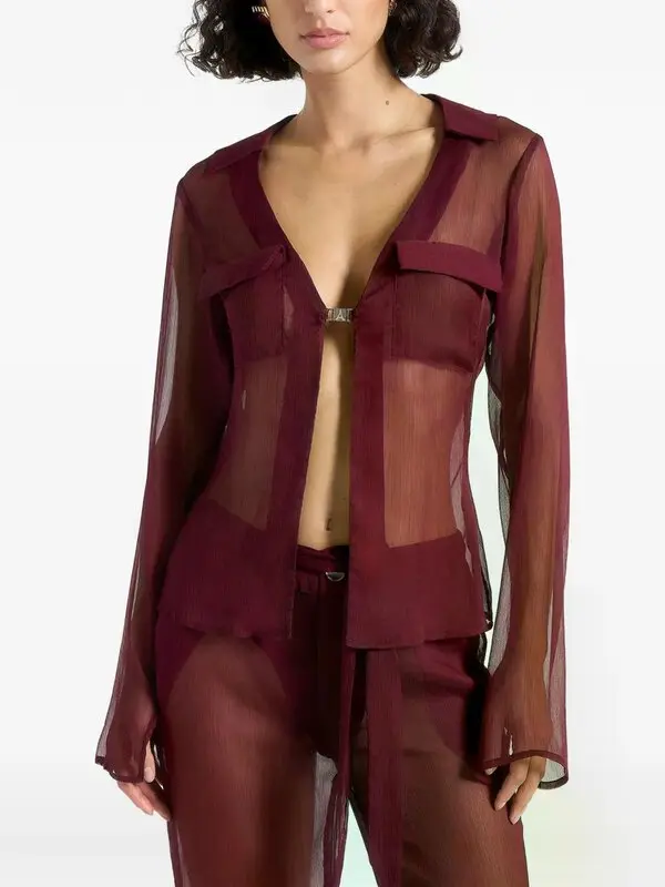 Manière De Voir Sheer Shirt With Clasp Wine - Red