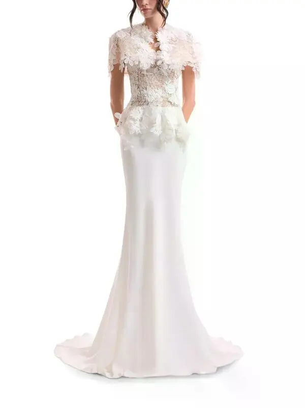 GEMY MAALOUF Floral Lace Bolero With 3d Flower Appliqués