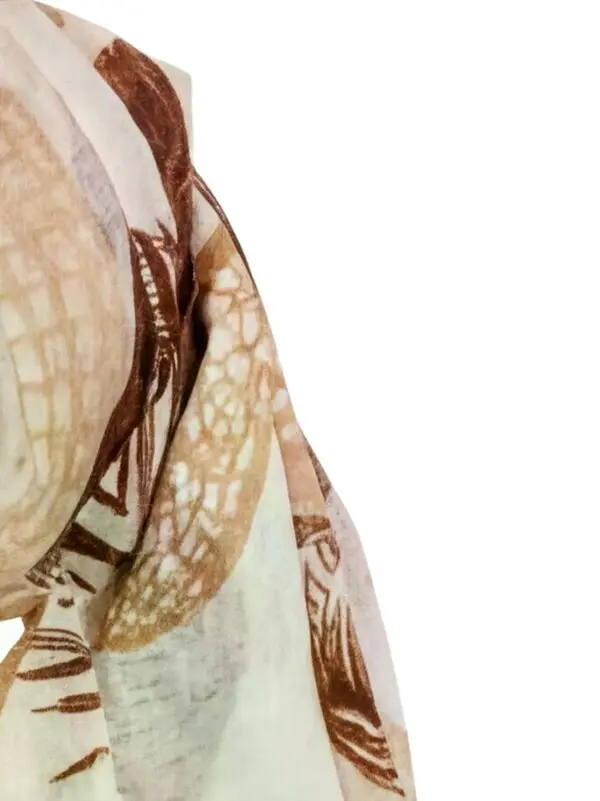 FRIENDLY HUNTING Graphic-print Frayed Scarf