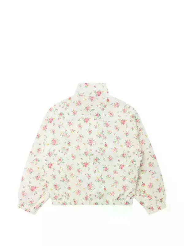 SHUSHU/TONG Floral-print Pleated Bomber Jacket