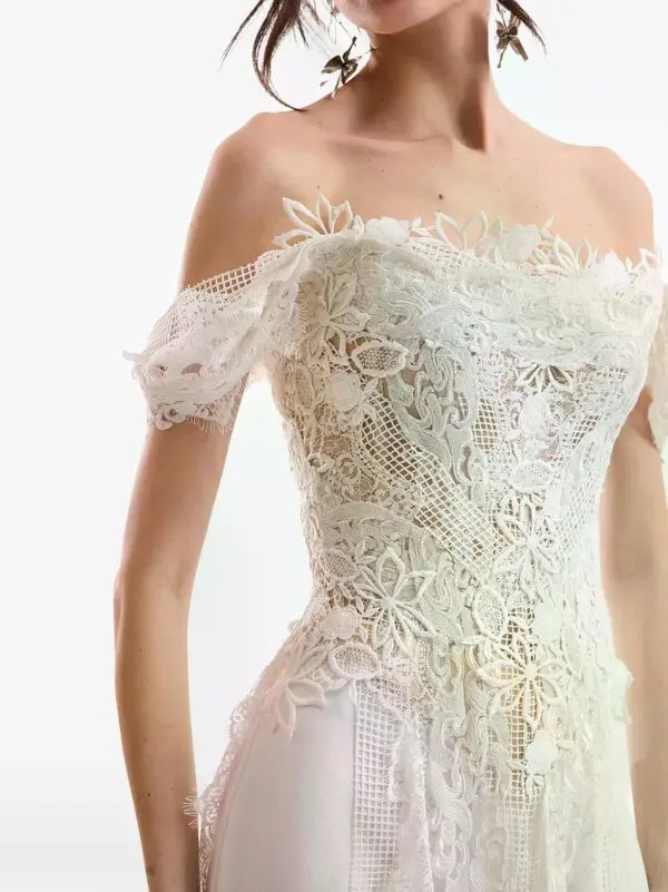 GEMY MAALOUF Embroidered Lace-trim Maxi Dress