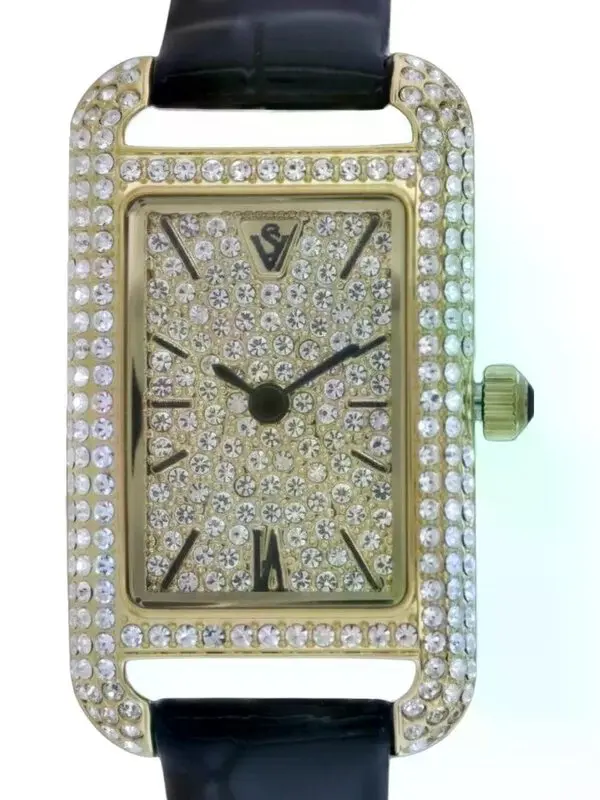 CHRISTIAN VAN SANT Rectangular Face Watch With Pavé Embellishment - Gold